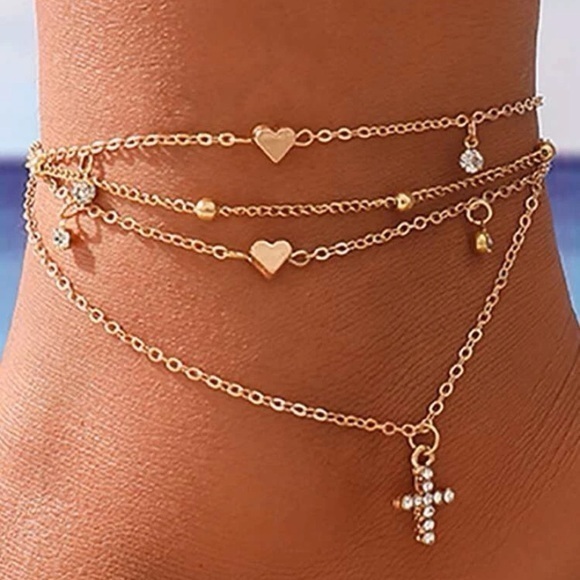 mam262 | Jewelry | 35 Gold Layered Cross Anklet | Poshmark